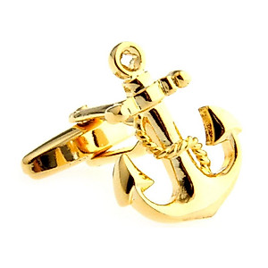 MRCUFF Anchor USN Pair of Cufflinks in a Presentation Gift Box & Polishing Cloth