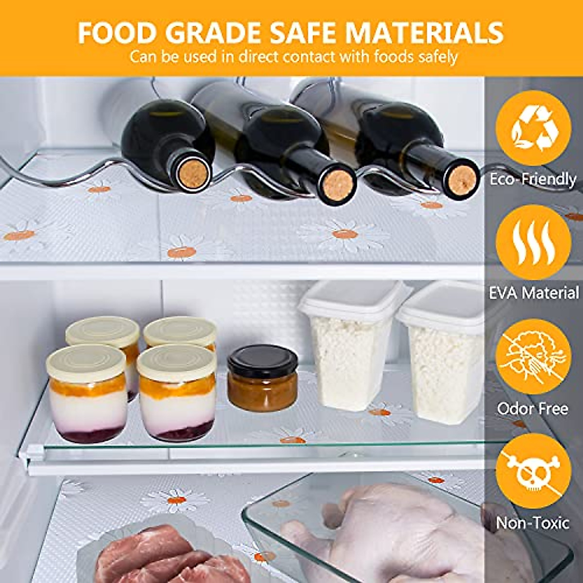 INNOLITES Shelf Liners for Kitchen Cabinets, Non Adhesive Drawer Liner Non Slip Cabinet Liner, for Kitchen Shelf Liner Pantry Cupboard Refrigerator Dresser (17.7 x 78.7 Inch)