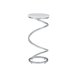 Powell Company Silver Spiral Metal Base with White Marble Top Drink Powell Nora Table
