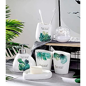DVTEL Marble Texture Ceramic Mouthwash Cup Sanitary Suit Five-Piece Household Couple Set (Color : Nature, Size : 5 Piece kit)