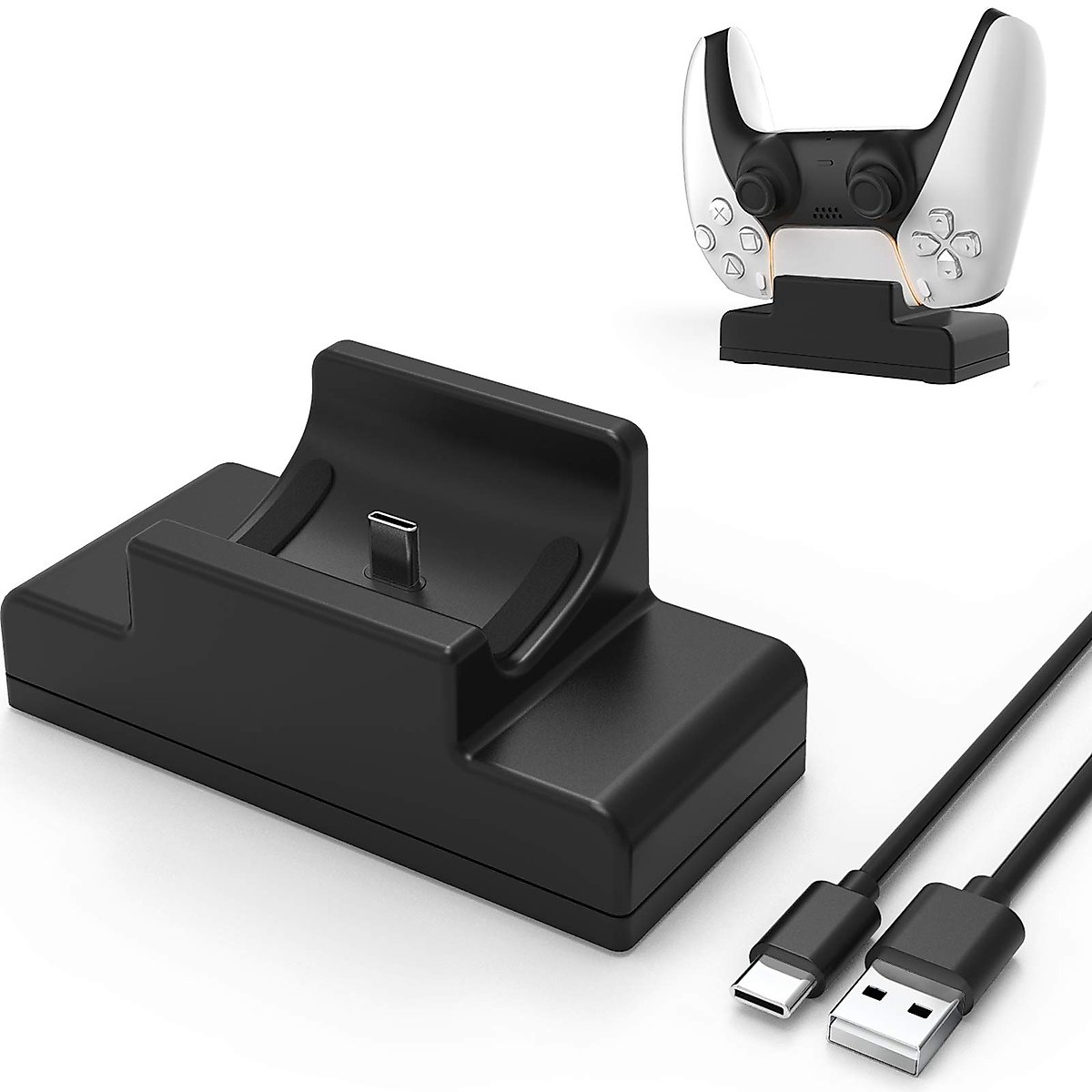 PS5 Controller Charger Station,Daugee Single Fast Charging AC Adapter,PS5 Charging Station Compatible with Dual Playstation 5 Controller（Black）