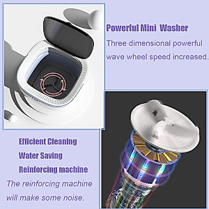 WesGen Portable Washing Machine,Foldable Touch Screen Mini Washing Machine,Small Washing Machine for Underwear,Baby Clothes or Small Items,for Apartments,Camping,(7.5 Liters),Purple (WE322)