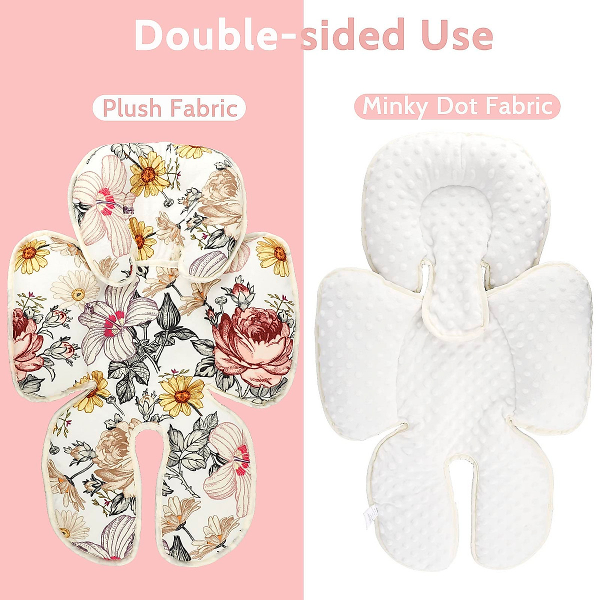 Floral Car Seat Insert,Cushion for Stroller, Swing, Bouncer, 2-in-1 Reversible,Baby Car Seat Cover Girls, Infant Carseat Canopy