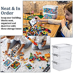 24 Pieces 1.1 Quart Small Clear Plastic Storage Containers Bins with Lid Stackable Small Items Beads Storage Latch Box Crafts Toys Lidded Bins and Secure Latching Buckles for Office Organizing