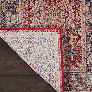Nourison Global Vintage Persian Red 2' x 6' Area -Rug, Easy -Cleaning, Non Shedding, Bed Room, Living Room, Dining Room, Kitchen (2x6)