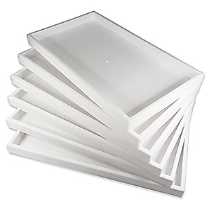 CuteBox Company 3pc White Plastic Tray (14.75” x 8.25” x 1”) with 10 Rectangle Compartment White Flocked Tray Insert for Jewelry Storage, Organization, Merchandise, Display