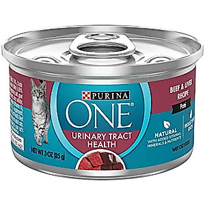 Purina ONE Urinary Tract Health, Natural Pate Wet Cat Food, Urinary Tract Health Beef & Liver Recipe, 3 OZ