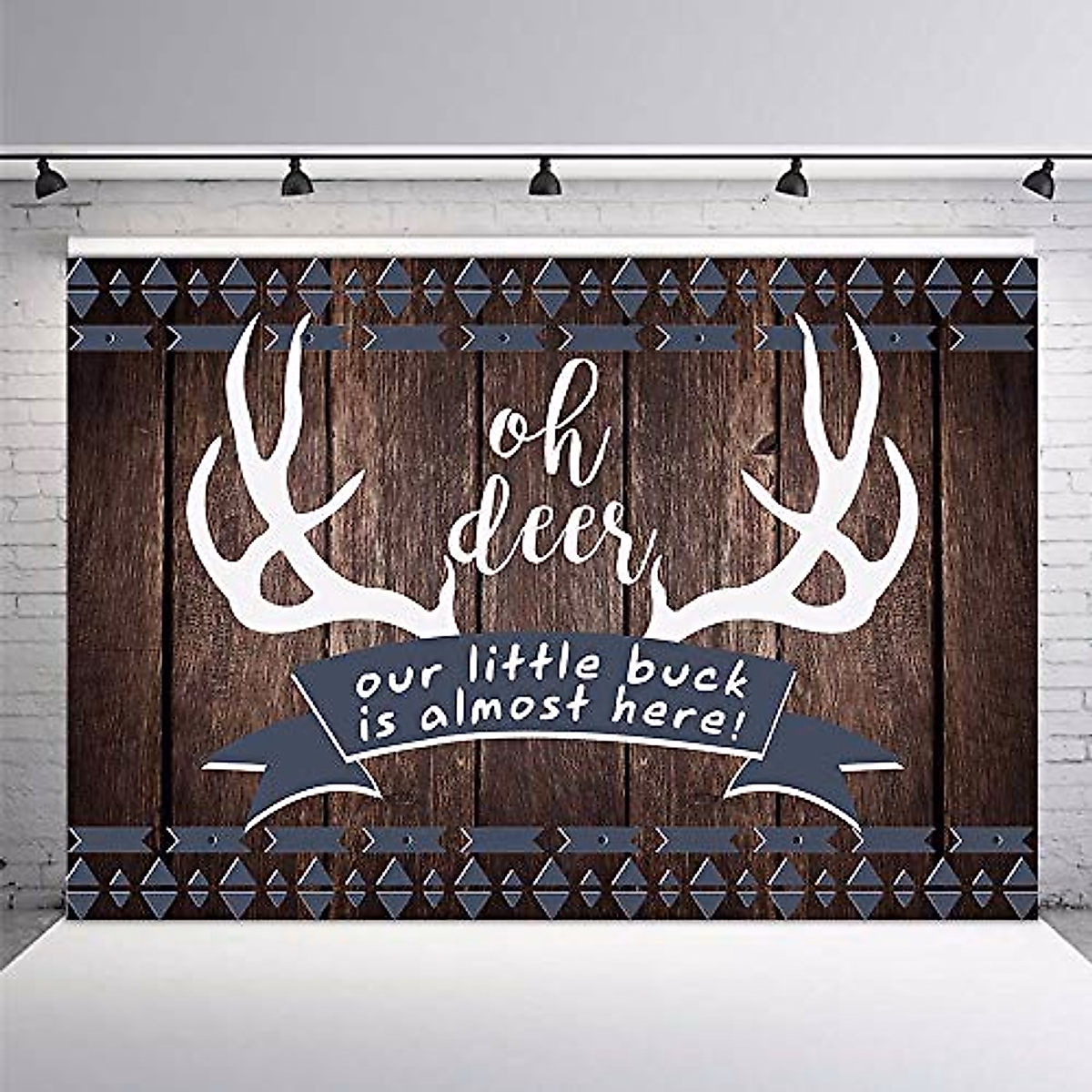 MEHOFOND 7x5ft Rustic Oh Deer Baby Shower Background Props Wood It's A Boy Buck On The Way Baby Shower Antlers Woodland Backdrop Party Decoration Photo Banner Supplies