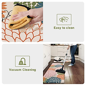Kitchen Rugs and Mats Cushioned Anti Fatigue Kitchen Mat 2PCS Non-Skid Waterproof Kitchen Runner Rug Comfort Foam Standing Mat for Floors,Office,Laundry,Sink,Floral