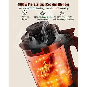 Moongiantgo Professional Cooking Blender for Kitchen Hot Cold with 8 Presets, 59Oz Glass Jar, 58000RPM High Speed Quiet for Smoothie Shake Red 110V