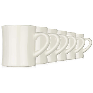 COLETTI Off White Coffee Mugs Set Of 6 – Diner Coffee Mug 11 oz – Mug Set, Stoneware Coffee Mugs, Coffee Cups Ceramic – Diner Coffee Mugs Heavy Retro Style – Dishwasher & Microwave Safe