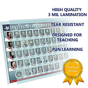 USA Presidents of the united states Of America poster NEW chart LAMINATED Classroom Landscape school wall decoration learning history flag metal (15x20)