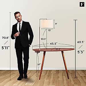 FENLO Future Oval - 45.5" Mid-Century Desk with Charging Station, Home Office Desk with USB, USB-C, and Power Outlet, Smart Work Table for Home Office, Round Table with USB Charging (Walnut)