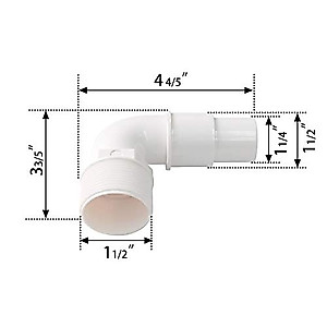 ATIE 1.5" 90 Degree Elbow Pool Hose Adapter Fitting SPX1105Z3 Replacement for Above-Ground Pool Pump, Filter, Skimmer, Compatible with Hayward SPX1105Z3, SPX1105Z4, SPX1091Z7 Adapters (2 Pack)