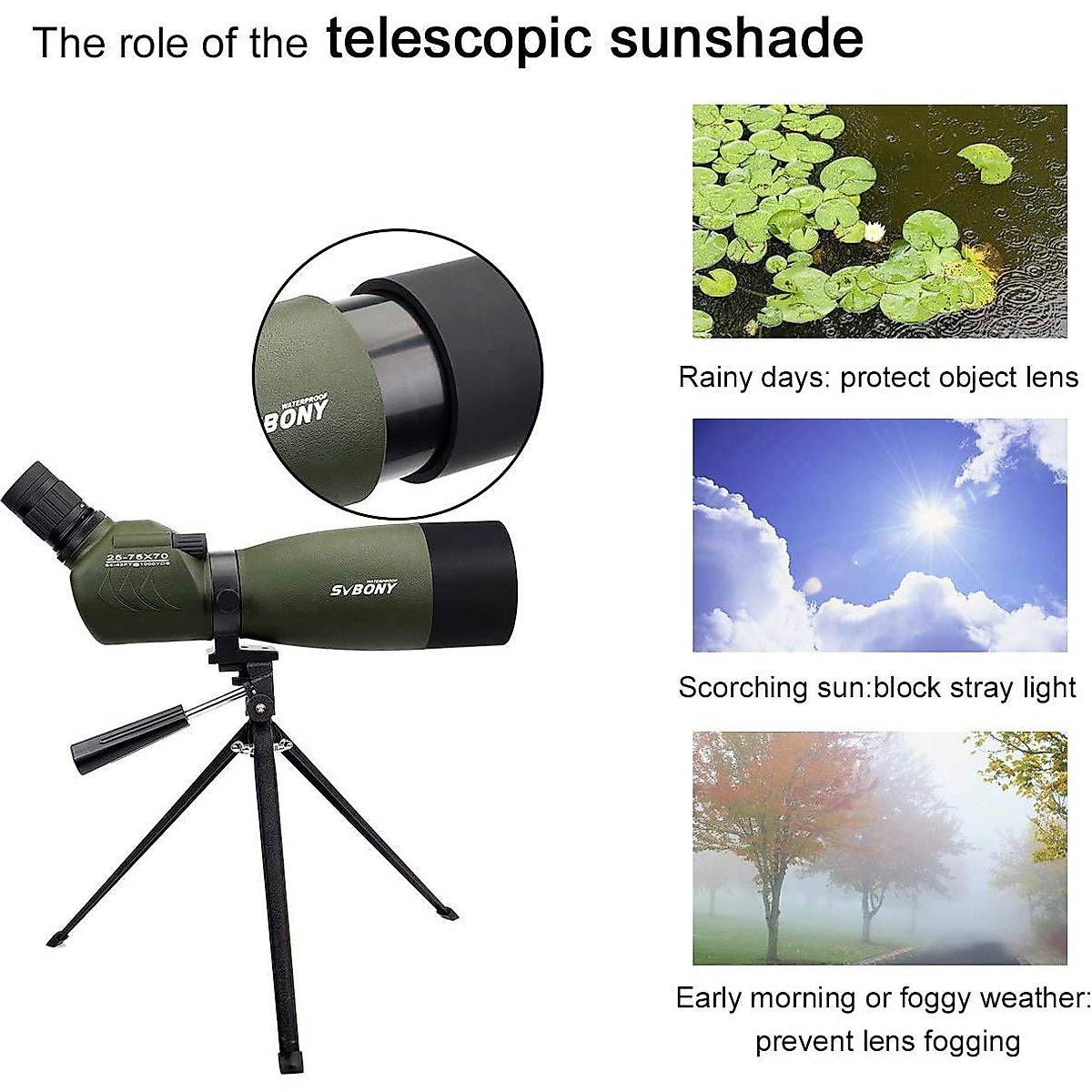 SVBONY SV14 Spotting Scope with Tripod Phone Adapter,25-75x70mm Spotting Scopes,Waterproof Spotter Scope,High Definition Sporting Scope,Scope for Bird Watching Shooting Range Scope