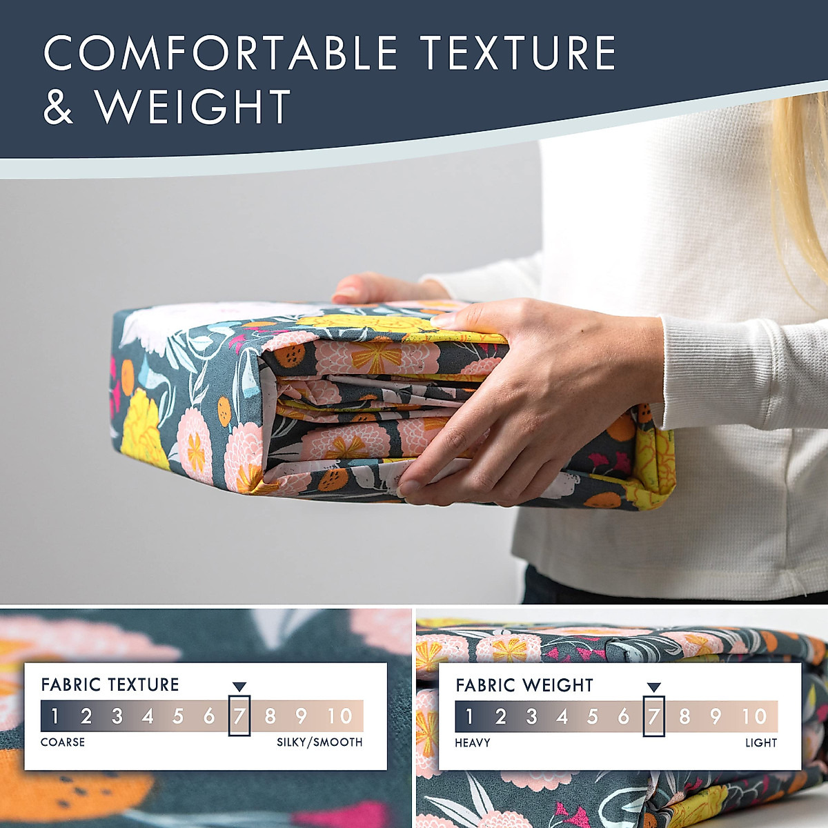 WTPDR Dark Floral Bedsheets Queen Size, Super Soft Wrinkle Resistant Bedding Set for Boho Room Décor, Premium Floral White Queen Bed Sheets for Girls, Teens and Master Bedrooms