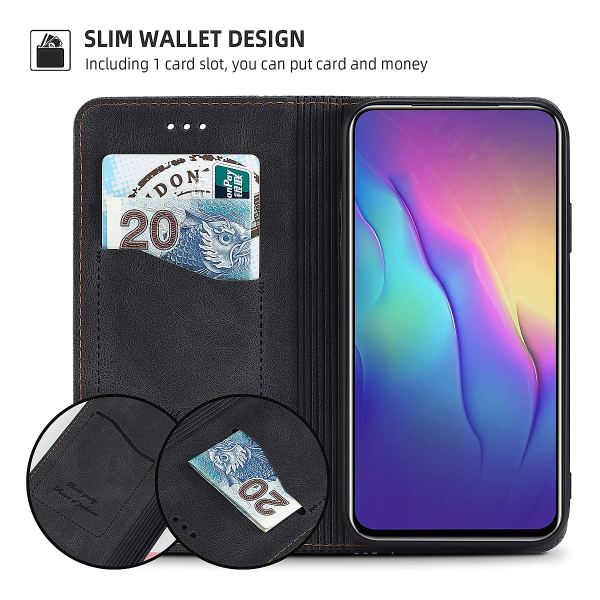 AKABEILA Case for One Plus Nord CE 3 Lite 5G Premium PU Leather Flip Wallet Case with Magnetic Closure Kickstand Card Slots Folio Mobile Phone Case Cover Protective Case Black