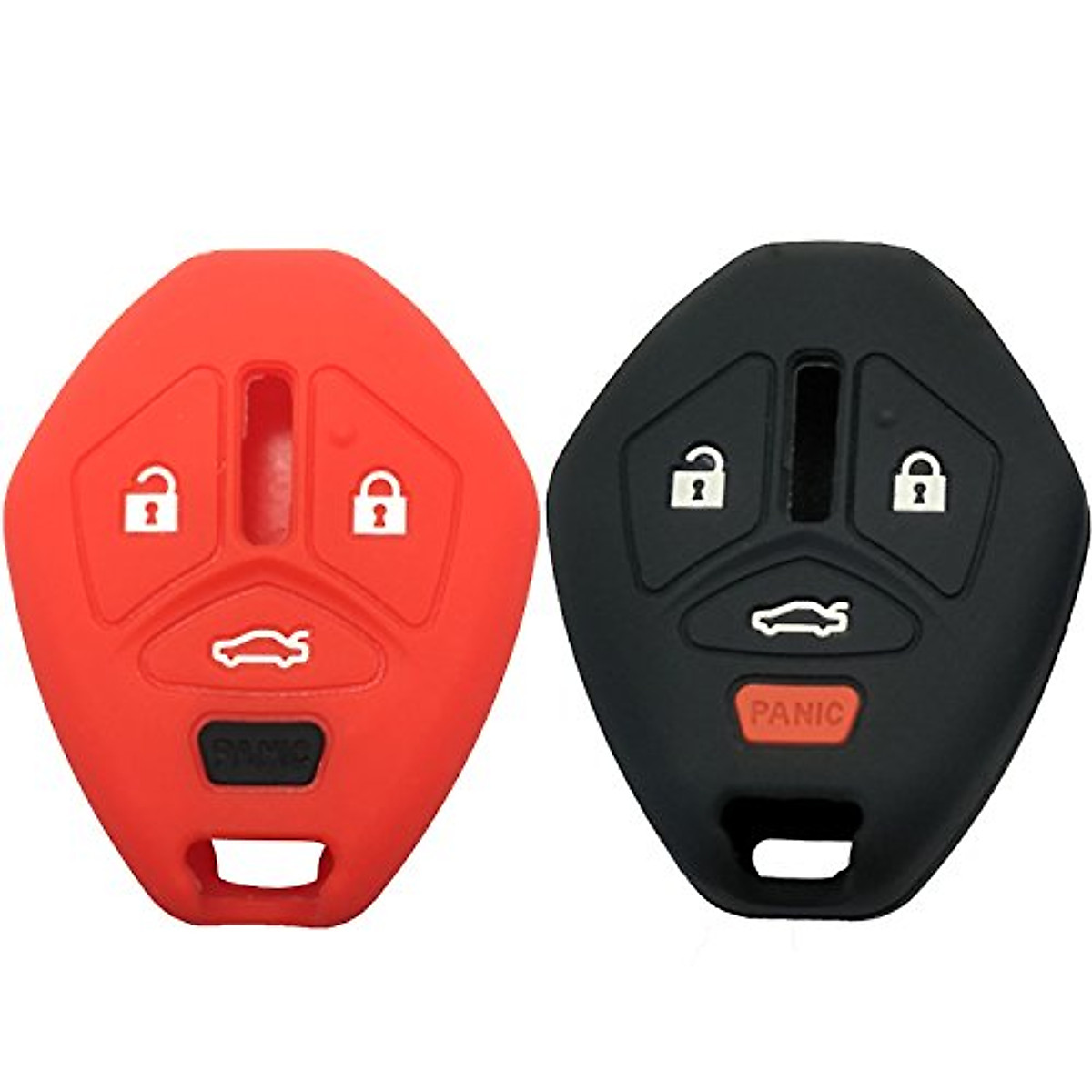 Horande Silicone Protector Key Fob Cover Case fit for Mitsubishi Eclipse Lancer Endeavor Galant Outlander Keyless Entry Key Fob (Black+Red)