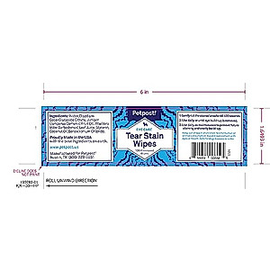 Petpost | Tear Stain Remover Wipes - 100 Presoaked Cotton Pads - Best Natural Eye Crust Treatment for White Fur - Maltese Angels Approved - Chemical and Bleach Free - 4 Oz.