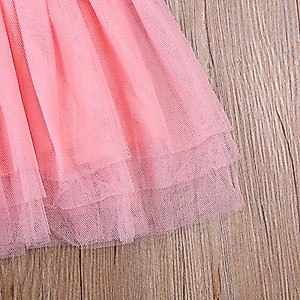 Toddler Baby Girl Easter Outfit Sleeveless Bunny Tutu Dress Princess Party Dress Summer Clothes (Pink, 6-7 Y)