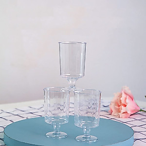 Qixivcom 100ml Tall Mousse Cup 3oz Mini Dessert Cup Round Clear Plastic Parfait Bowl Appetizer Cup, Party Dessert Cold Drink Cup, Clear Wine Glass Afternoon Tea Snack Cup, Party Cup (50 Pack)