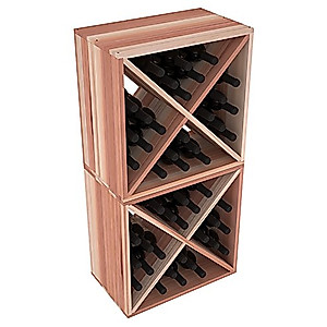 Wine Racks America Living Series Cube Wine Rack - Durable and Modular Wine Storage System, Redwood Unstained - Holds 48 Bottles