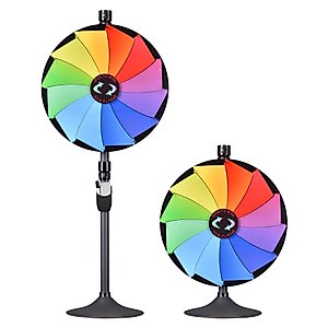 WinSpin 24" Dual Use Prize Wheel Tabletop and Floor Stand Adjustable 12 Slots Heavy Duty Dry Erase Spinning Fortune Wheel for Carnival Spinner Game & Tradeshow, Breeze Wheel Series