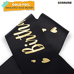 CORRURE 'Birthday Girl' Sash with Gold Foil - Soft Satin Black Sash for Women - Happy Birthday Sash for Queen, Sweet 16, 18th 21st 25th 30th 40th 50th or Any Other Bday Party