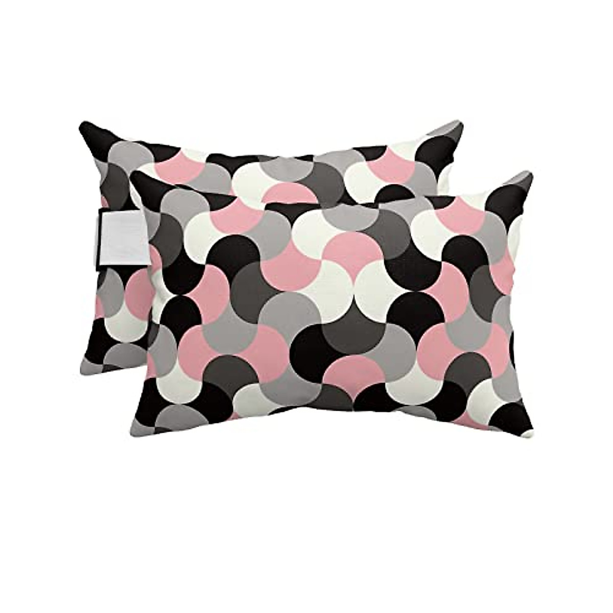 Recliner Head Pillow Ledge Loungers Chair Pillows with Insert Mid Century Pink Grey Black Abstract Geometric Art Modern Lumbar Pillow with Adjustable Strap Patio Cushion for Sofa Bench Couch, 2 PCS