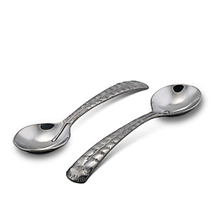 Arthur Court Salad Servers Feathers Metal Pair Thanksgiving Table 2 pieces Cast Aluminum 11 inch Long