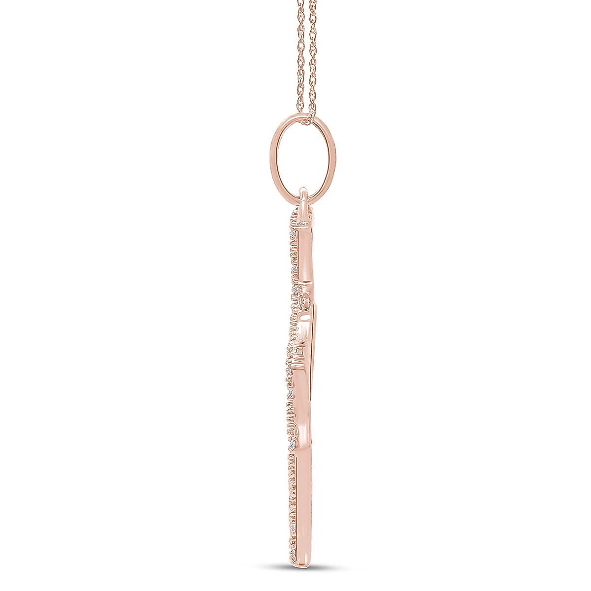 Jewel Zone US 1/10 Cttw Natural Diamond Accent State of Texas Outline Pendant Necklace in 14K Rose Gold Over Sterling Silver (0.10 Cttw)