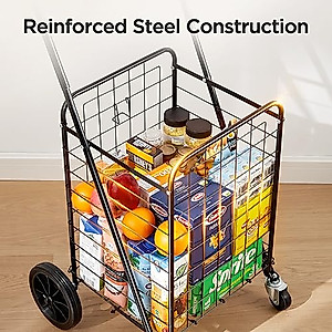 Pipishell Shopping Cart with Dual Swivel Wheels for Groceries, Compact Folding Portable Cart Saves Space, with Adjustable Handle Height, Lightweight Easy to Move Holds up to 70L/Max 66Ibs, PITUC1