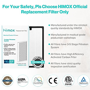 HIMOX H05 Replacement Filters, Medical Grade HEPA H14 Replacement Filters for HIMOX H05 Air Purifier,HIMOX H05 Air Purifier Replacment Filter