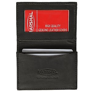 Marshal Black Genuine Leather Expandable Credit Card ID Business Card Holder Wallet 220
