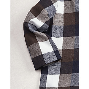 Axumity Toddler Boy Clothes Hoodie Sweatsuit Outfits Kids Flannel Plaid Shirt Top Colorblock Pants Set for Fall Winter Spring(3-4t)