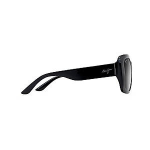 Maui Jim Women's Two Steps Polarized Fashion Sunglasses, Black Gloss/Neutral Grey, Medium