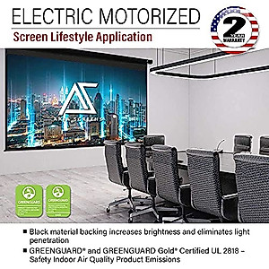 Akia Screens 125 inch Motorized Electric Remote Controlled Drop Down Projector Screen 16:9 8K 4K HD 3D Retractable Ceiling Wall Mount Black Projection Screen Office Home Theater Movie AK-MOTORIZE125H