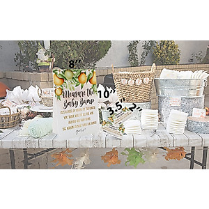 How Big is Mommys Belly Game, Measure Mommy's Belly Sign(Sign 8x10 Inch), Orange Theme Baby Shower Games, Baby Showers Decorations, 1 Standing Sign + 50 Guessing Cards(bump48)