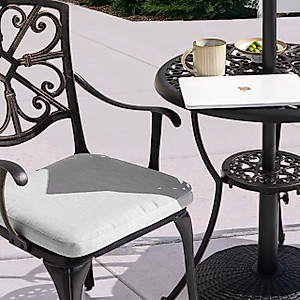NUU GARDEN Bistro Set 3 Piece Outdoor All Weather Cast Aluminum Patio Bistro Set Patio Table and Chairs Set of 2 with Umbrella Hole and Grey Cushions for Backyard, Balcony, Lawn, Black