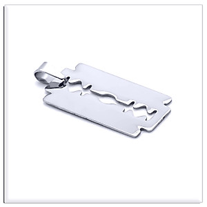 Xusamss Hip Hop Titanium Steel Blade Model Dog Tag Pendant Razor Necklace,24" Chain