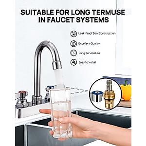 Phivan Brass Handle Stem Assembly Ceramic Faucet Valve Cartridge 20 Teeth Commercial Faucet Parts for Most Commercial Kitchen Sink Faucet, Compatible with Cold Widespread Cartridge Replacement