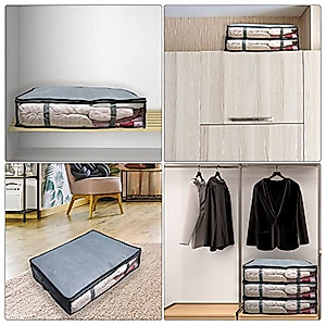 YuGtcen Underbed Storage, 3 Pcs Under Bed Storage Containers Foldable Zippered Clothing Storage Bag for Bedroom Organization, Blanket Storage Bins for Comforter, Sweaters, Clothes, etc (Grey)