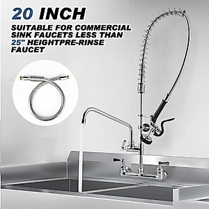 20" Commercial Sink Sprayer Hose,Stainless Steel Flexible Sink Hose for Commercial Kitchen Sink Faucets,No Deformation Pre-rinse Sprayer Hose