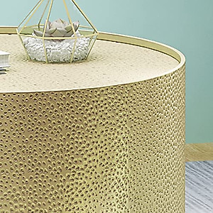 Christopher Knight Home Rache Modern Round Coffee Table with Hammered Iron, Gold, 26. 00” L x 26. 00” W x 17. 00” H