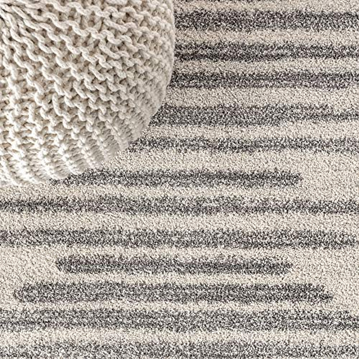 JONATHAN Y MOH205A-8 Aya Berber Stripe Geometric Indoor Farmhouse Area-Rug Bohemian Minimalistic Striped Easy-Cleaning Bedroom Kitchen Living Room Non Shedding, 8 X 10, Cream,Gray
