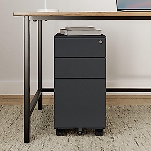 HISTEEL 3 Drawer Vertical File Cabinet,Mobile Filing Cabinet for Legal/Letter/A4 File,11.81" x 17.72" x 23.62", Black
