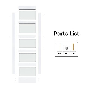 Finosen 32 in x 84 in Sliding Closet Door, 5-Lite Frosted Glass, LVL Wood Panel, PVC Surface, Assembly Needed Interior Doors for Bathroom, Living Room, White