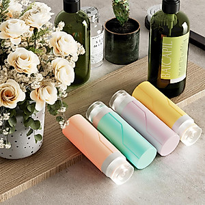 HOLIKA Travel Bottles for Toiletries, Tsa Approved 3oz Portable Travel Bottles. BPA Free Leak Proof Squeeze Travel-Size Containers Refillable Liquid for Shampoo Conditioner (Multicolored C)