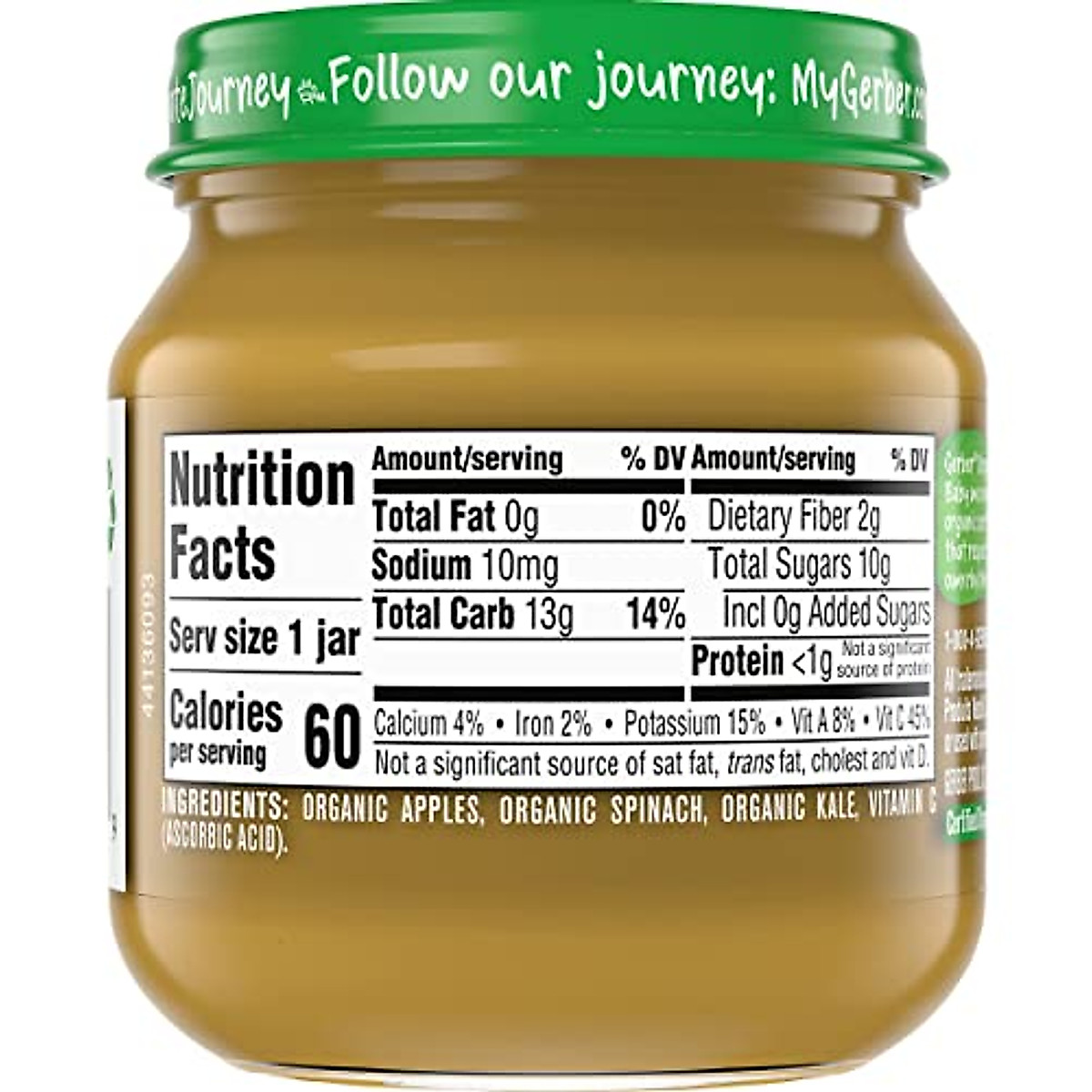Gerber Organic for Baby 2nd Foods Baby Food Jar, Apple Spinach with Kale, USDA Organic & Non-GMO Pureed Baby Food for Sitters, 4-Ounce Glass Jar (Pack of 6)