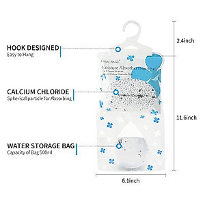 EVERGRACE Moisture Absorbers 10 Packs 240g, Hanging Moisture Bags Fragrance Free Dehumidifier Bags for Basements, Bathroom, Bedroom, Cars, Closets, Dormitory, Kitchen, Laundry Rooms